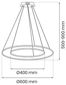 LED Lustr na lanku HOOP LED/51W/230V pr. 60 cm 4000K zlatá