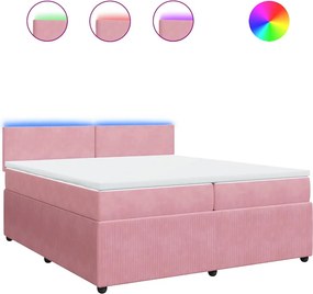 Box spring postel s matrací růžová 200x200 cm samet 3290129