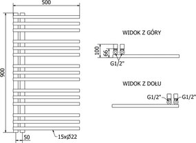 Mexen Neptun, topné těleso 900x500 mm, 291 W, chromová, W101-0900-500-00-01