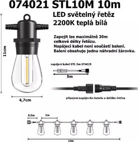 T-LED LED světelný řetěz 10W 230V 10M 074021