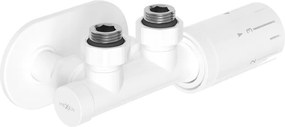 Mexen Duplex G05, úhlový termostatický set s kulatou krytkou, DN50, bílá, W907-958-905-20