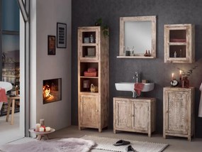 furniture-nabytek.cz - Masivní sada koupelnového nábytku Bitna z mangového dřeva, lakovaná, přírodní barva