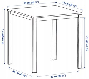 IKEA VIHALS Stůl 74x74 cm bílý