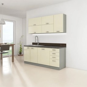 KARMEN | dolní skříňka 80 D 3S zásuvková | 80 cm | PREMIUM BOX | světle šedá/krémová lesk