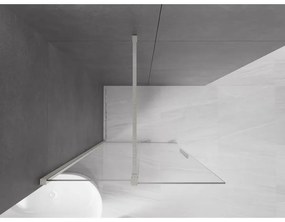 Mexen Velar, sprchová zástěna s posuvnými dveřmi Walk-in 90 x 200 cm, 8mm čiré sklo, broušená ocel, 871-090-000-03-97