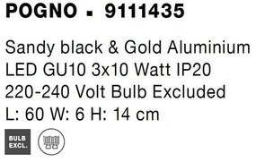 Nova Luce Bodové svítidlo POGNO černá a zlatý hliník GU10 3x10W