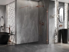 Mexen Lunar sprchová stěna Walk-in pravá 80 x 200 cm, transparentní 8 mm, kartáčovaná měď - 830-080-000-65-00-P