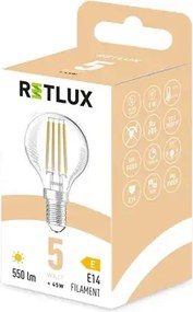 RETLUX RFL 401 Filament G45 E14 mini Globe 5W / 550 lm / 3000K - teplá