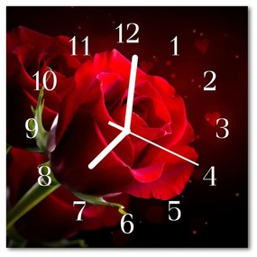 Nástenné skleněné hodiny růže 30x30 cm