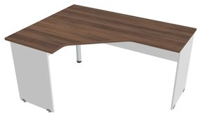 Stůl ergo pravý 160*120 cm - Hobis Gate GEV 60 P Dekor stolové desky: ořech, Dekor lamino podnože: bílá, Barva nohy: stříbrná