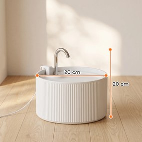 PawHut Vodní fontána pro kočky 2,2L keramická fontána s 4stupňovým filtračním systémem, 2 režimy, 1 filtr a pěnovka, ultratichá pumpa, BPA-free