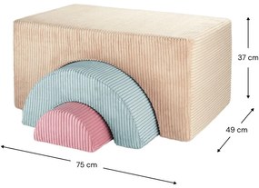 Světle hnědé manšestrové pěnové hřiště 75x49x37 cm Rainbow Montessori – Wigiwama