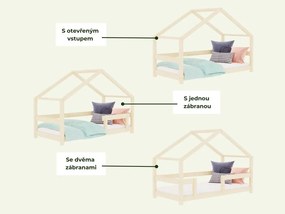 Benlemi Domečková postel LUCKY 120x200 cm + matrace METROPOLIS Zvolte barvu: Pastelově růžová, Zvolte zábranu: S otevřeným vstupem