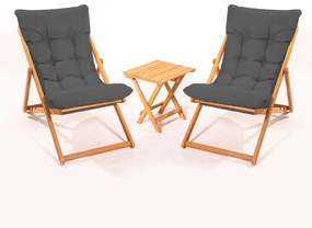 Hanah Home Sada zahradního stolu a židlí (3 kusy) MY005 - Grey, Šedá, Přírodní