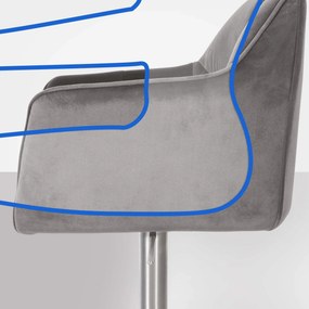 Barová židle Damaso E samet – šedá