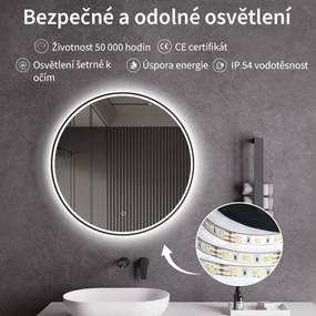 CERANO - Koupelnové LED zrcadlo Vito, kovový rám - černá matná - Ø 60 cm