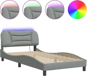 Rám postele s LED bez matrace Hvar Světle šedá 100x200 cm Látka 3213683