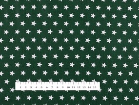 Biante Bavlněný běhoun na stůl Sandra SA-350 Bílé hvězdičky na tmavě zeleném 20x120 cm