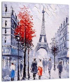 Obraz uličky v Paříži, olejomalba (30x30 cm)
