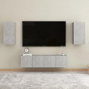 4dílný set TV skříněk betonově šedý dřevotříska 3079062