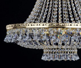 Košový křišťálový lustr se 6-ti žárovkami zdobený štrasovými řetězy &amp; broušenými ověsy ve tvaru diamantu