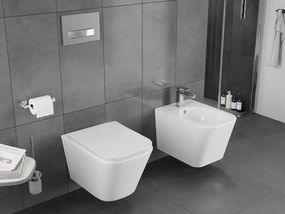 Mexen Teo, závěsná WC mísa 510x345x340 mm, Rimless Tornádo + WC sedátko z duroplastu, bílá lesklá, 30850600T