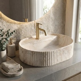 Rea Marcela Saturn, umyvadlo na desku 500×360×135 mm, béžová matná-imitace kamene, REA-U3515