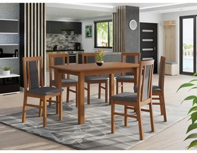 Rozkládací stůl se 6 židlemi - AL65, Barva dřeva: olše, Potah: Hygge D20