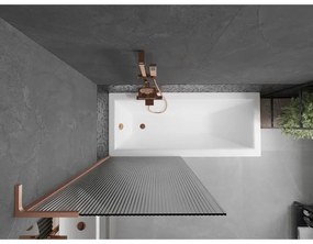 Mexen Next L, 1-křídlová vanová zástěna 80 x 150 cm, 6mm sklo s žebrovým vzorem, měděný profil, 895-080-000-03-09-65