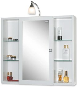 Jokey MDF skříňky LATINA Zrcadlová skříňka (galerka) - bílá - š. 72 cm, v. 78 cm vč. osvětlení, hl. 17 cm 211111020-0110