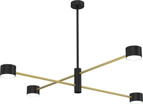 Stropní svítidlo Cross, 4x černé kovové stínítko, b/g, x