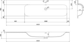 Mexen Orio, koupelnová skříňka 160 cm s pravým umyvadlem Vela, 1S, 1D, bílá lesklá, 91A13-16047-3-BBFF00-W23P00