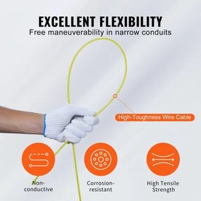 Fish Tape, 30,5 m, 4,8 mm, sklolaminátový stahovák drátu s optimalizovaným pouzdrem