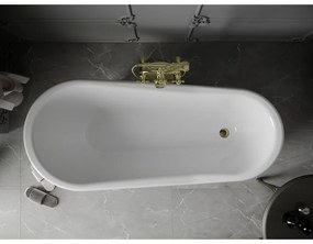Mexen Retro, volně stojící vana 170 x 75 cm, bílá, zlaté nohy, 53251707500-50