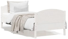 Rám postele s čelem bílý 90 x 200 cm masivní borové dřevo