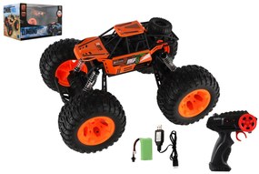 Auto rc off-road terénní 2,4ghz plast 32cm dobíjecí pack+baterie oranžové v krabici 38x23x26cm
