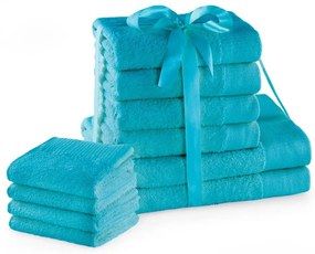 Sada bavlněných ručníků AmeliaHome AMARI 2+4+4 ks tyrkysová