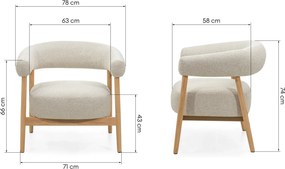 Designové křeslo Montepulciano z masivu světle béžové