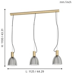 Eglo 99314 - Lustr na lanku LEBALIO 3xE27/40W/230V