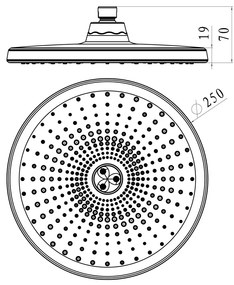 Mereo talířová sprcha horní 250 mm s kloubem plast černá CB585A