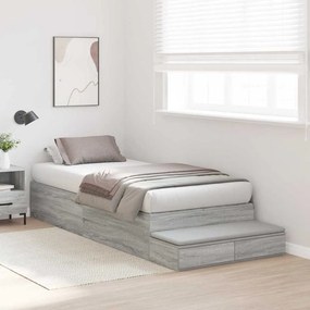 Rám postele s úložným prostorem se zásuvkou Šedá Sonoma 100 cm 3335618