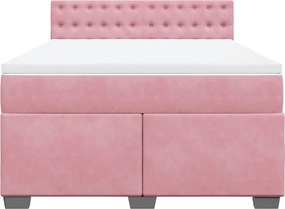 Box spring postel s matrací růžová 140x190 cm samet 3286323