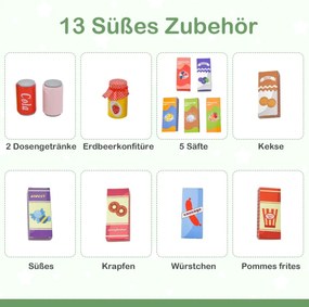 Costway Dětský dřevěný obchod s bočním pultem – 89 × 57 × 80 cm, zelený