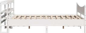Rám postele s čelem bílý 120 x 200 cm masivní borové dřevo 3306307