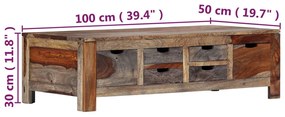 vidaXL Konferenční stolek šedý 100 x 50 x 30 cm masivní sheesham