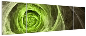Abstraktní obraz zelené růže (170x50 cm)