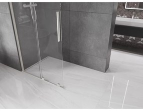 Mexen Velar, sprchová zástěna s posuvnými dveřmi Walk-in 90 x 200 cm, 8mm čiré sklo, broušená ocel, 871-090-000-03-97
