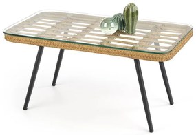 Halmar Konferenční stolek Gardena, sklo, černá / přírodní