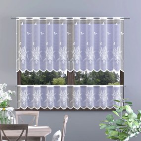 Hotová záclona, VIOLA, vitrážka, bílá 250 x 35 cm + 250 x 50 cm
