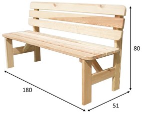 Rojaplast VIKING zahradní lavice dřevěná PŘÍRODNÍ - 180 cm